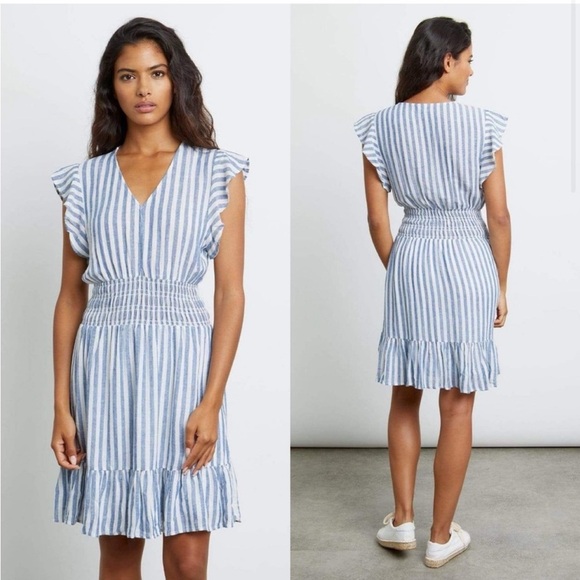 Rails | Dresses | Railstara Dress In Echo Blue Striped Rayon Linen ...